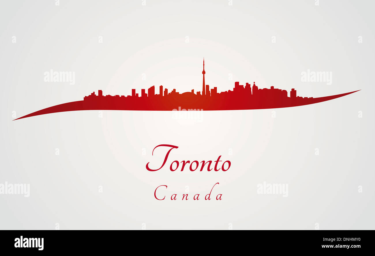 Toronto skyline in red and gray background Stock Photo - Alamy