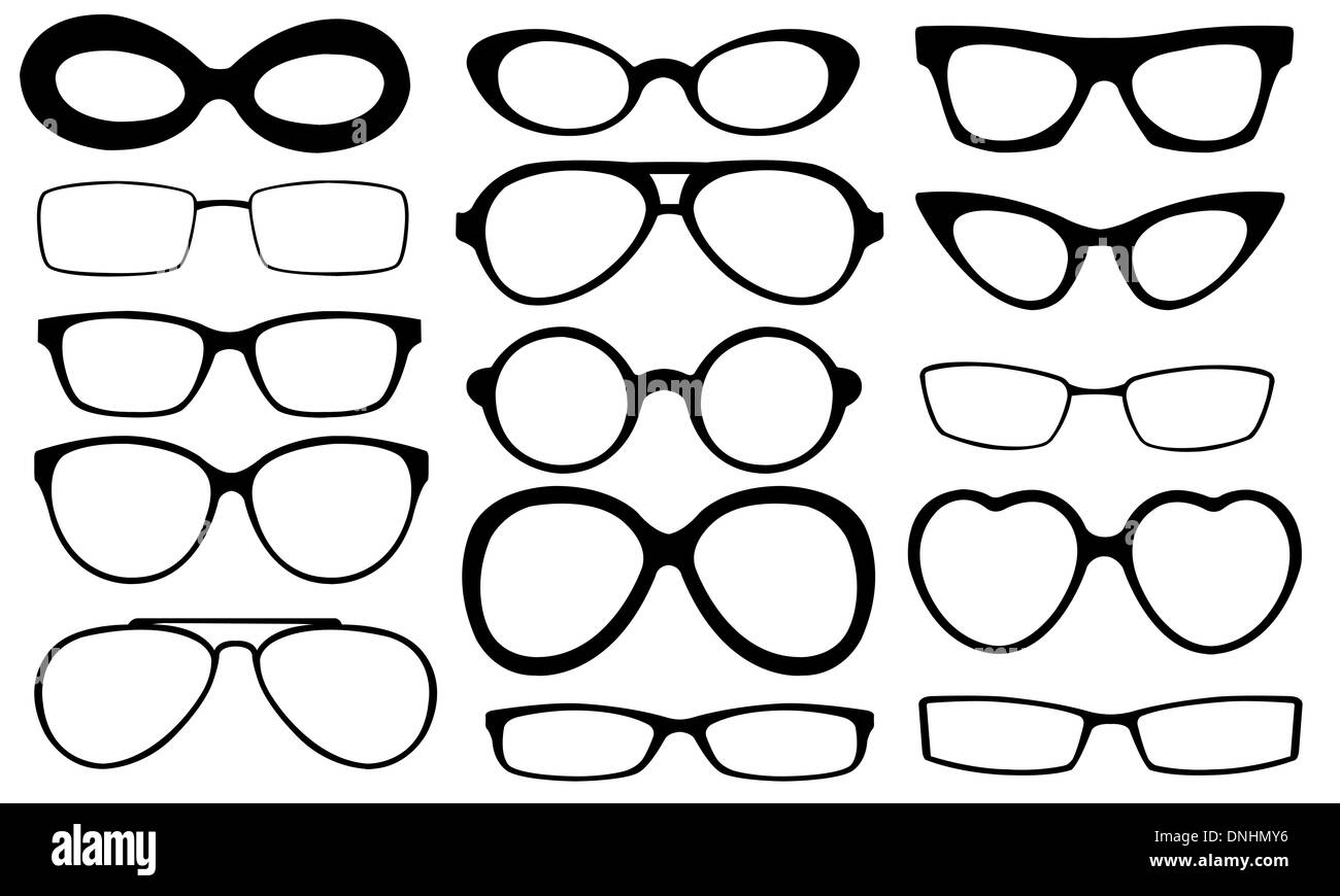 set of different eyeglasses isolated Stock Photo - Alamy