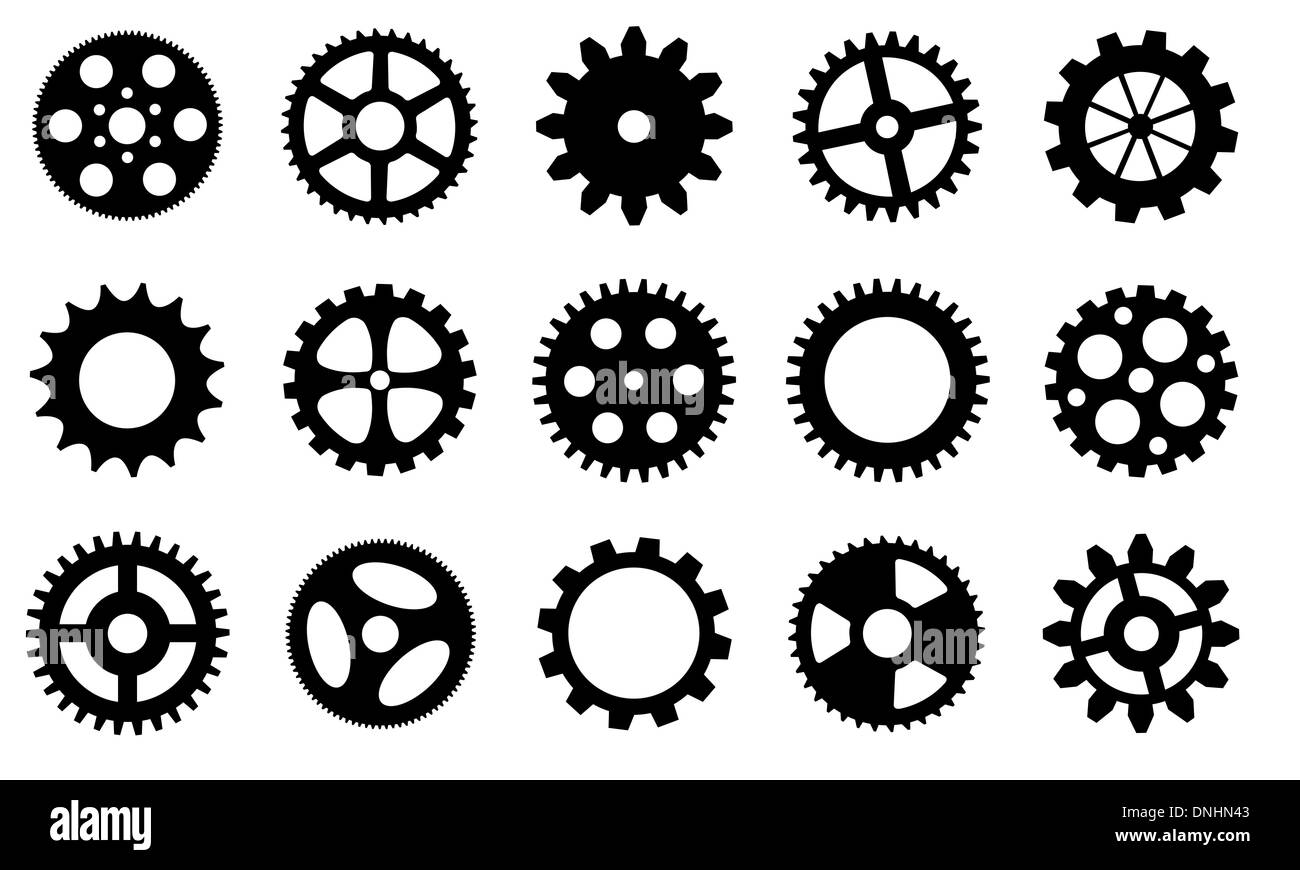 set of different gears isolated Stock Photo - Alamy