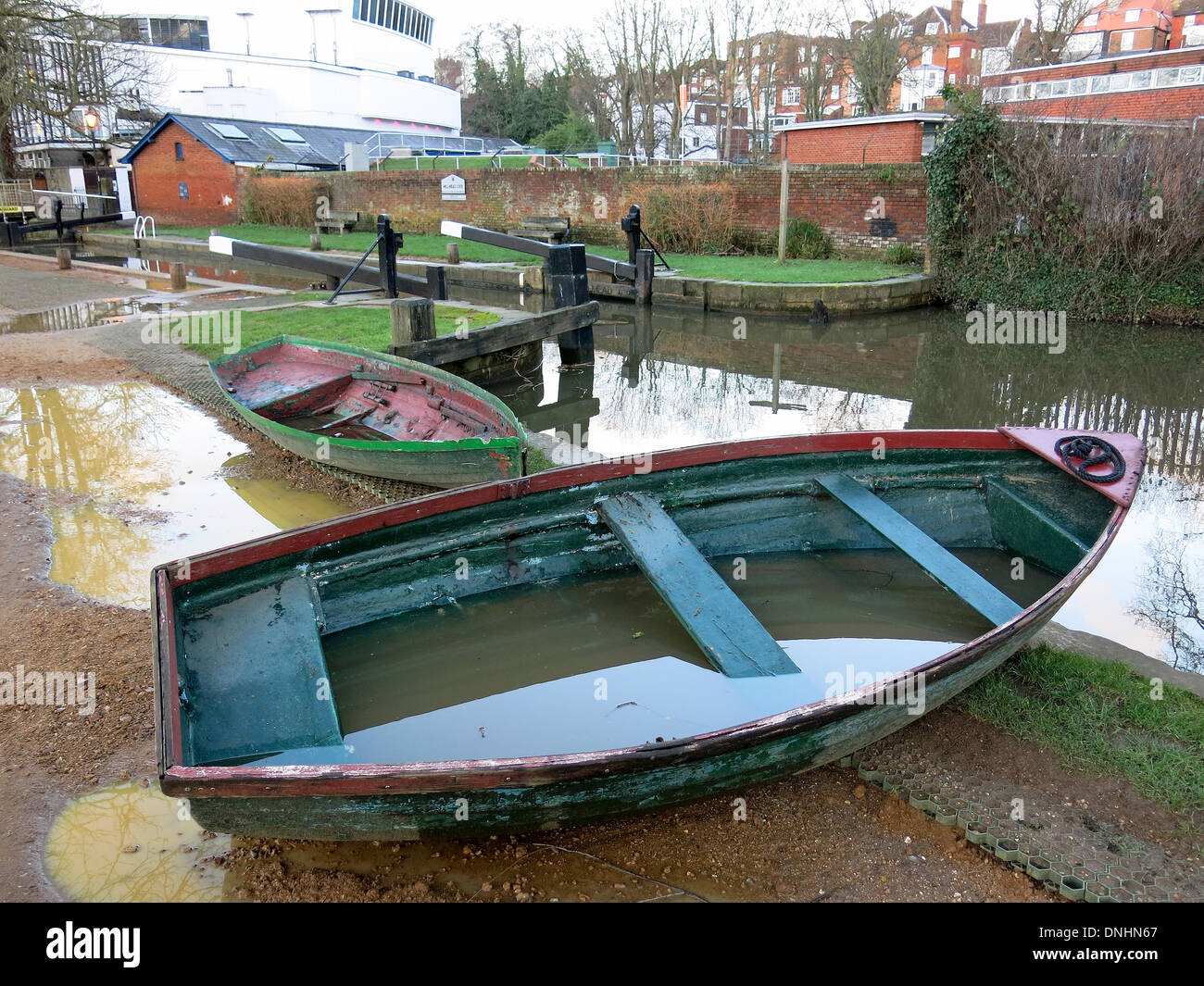 Guildford, Surrey, UK. 30th Dec, 2013. Flood damage caused by flooding ...
