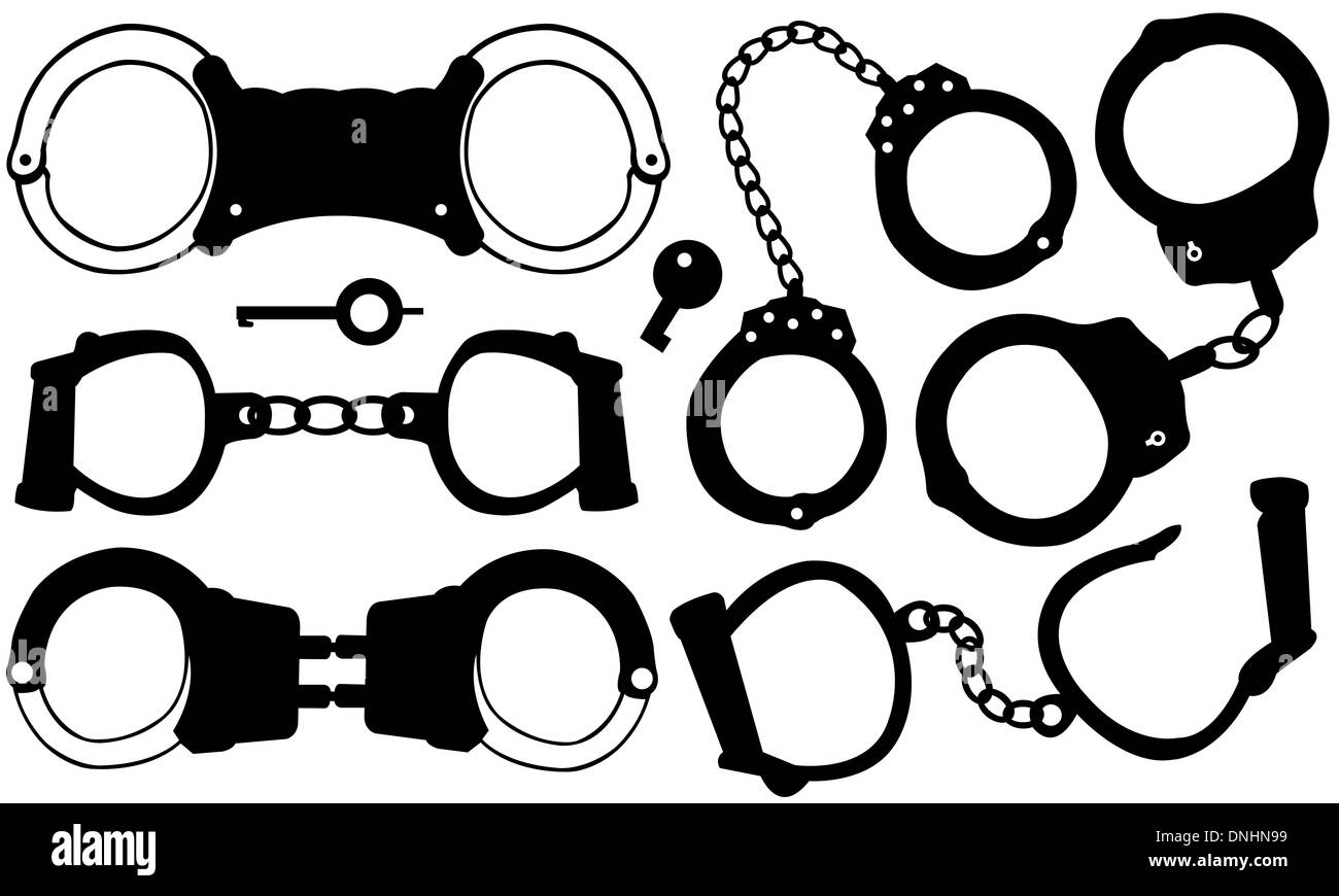 set of different handcuffs Stock Photo - Alamy