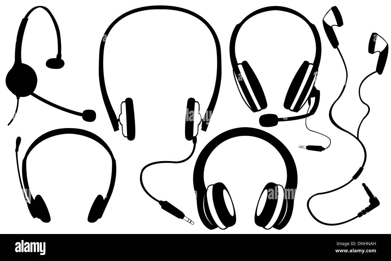 set of different headphones isolated Stock Photo - Alamy