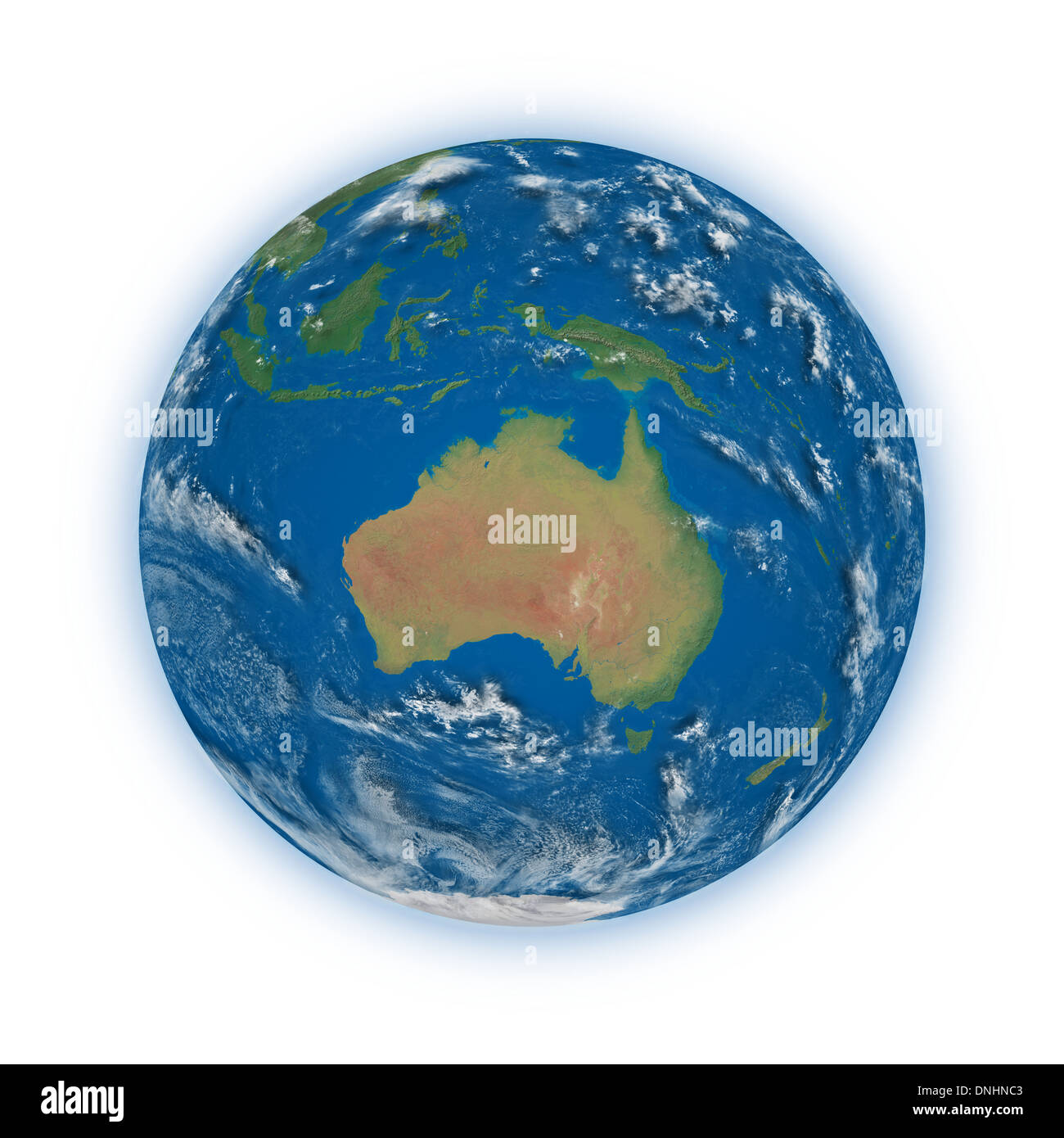 Australia on blue planet Earth isolated on white background. Elements ...