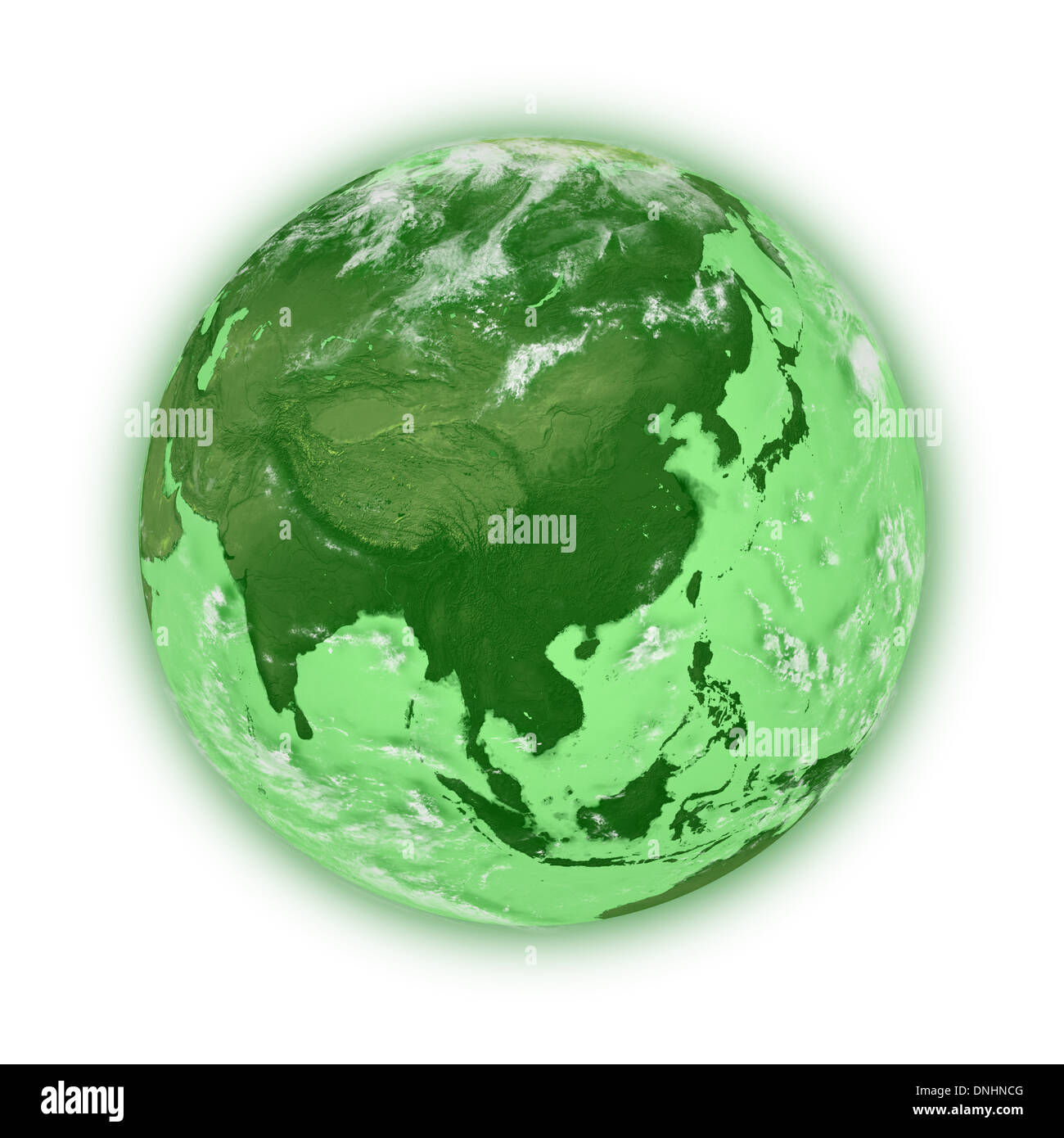 Southeast Asia on green planet Earth isolated on white background ...