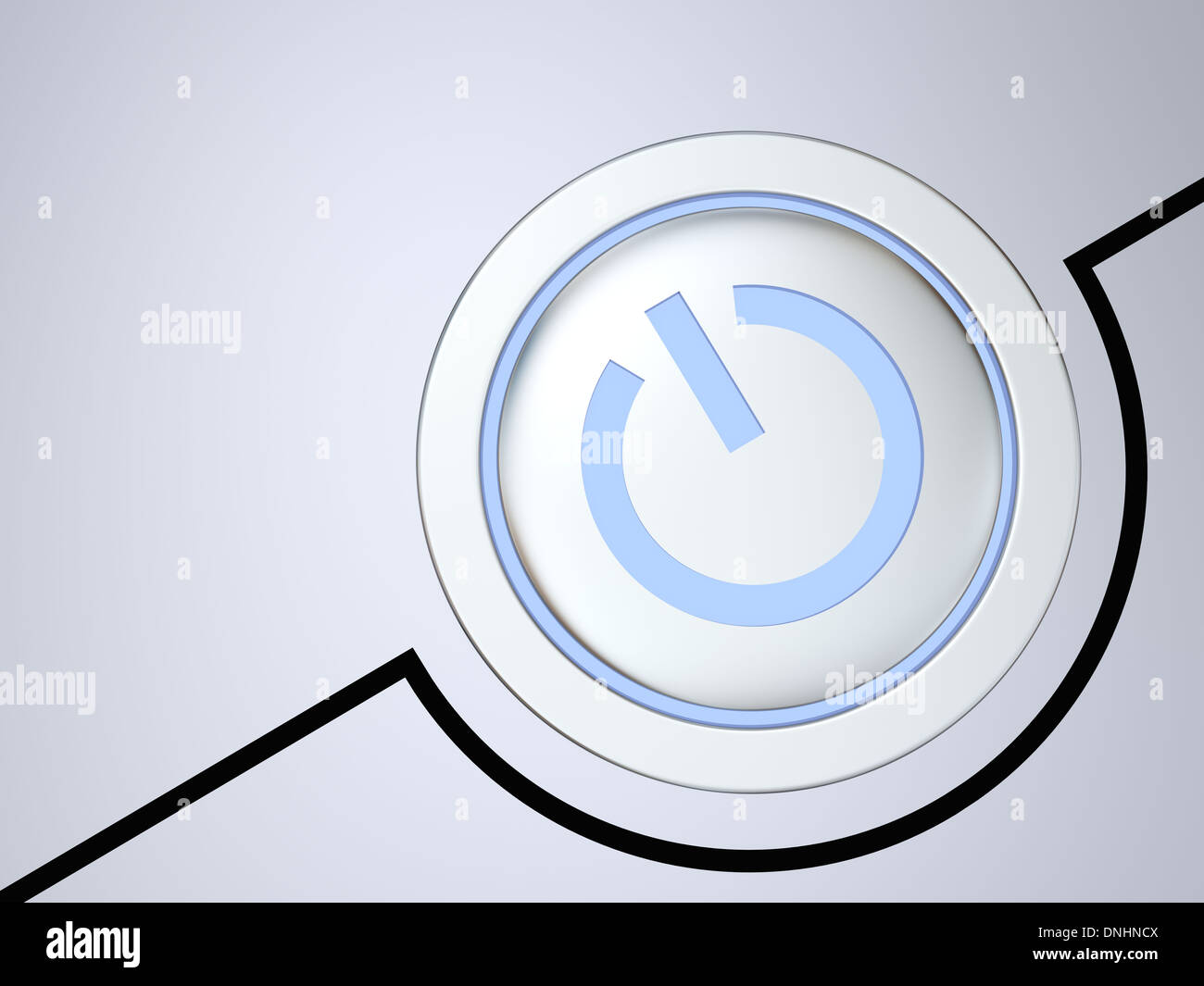 Metallic on-off button illustration with glowing blue light Stock Photo ...