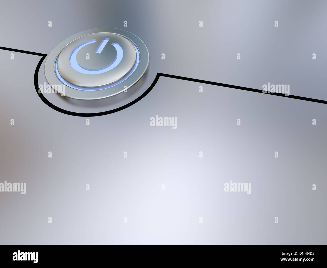 Metallic on-off button illustration with glowing blue light Stock Photo ...