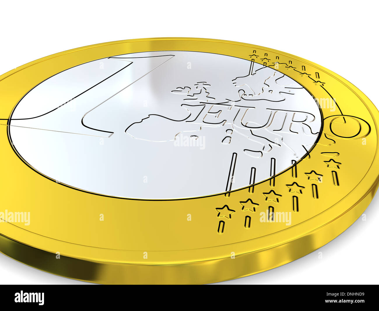 One Euro coin detail isolated on white background Stock Photo - Alamy
