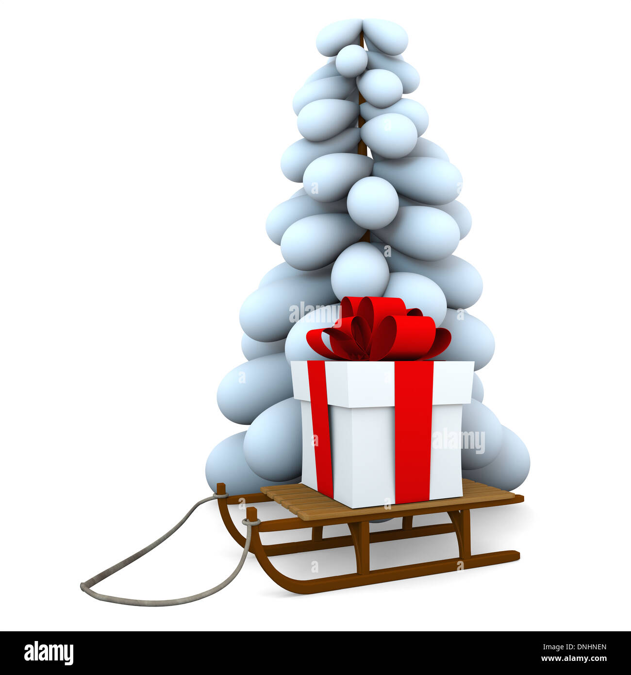 Sleigh christmas gift isolated present render sledge xmas hi-res stock ...