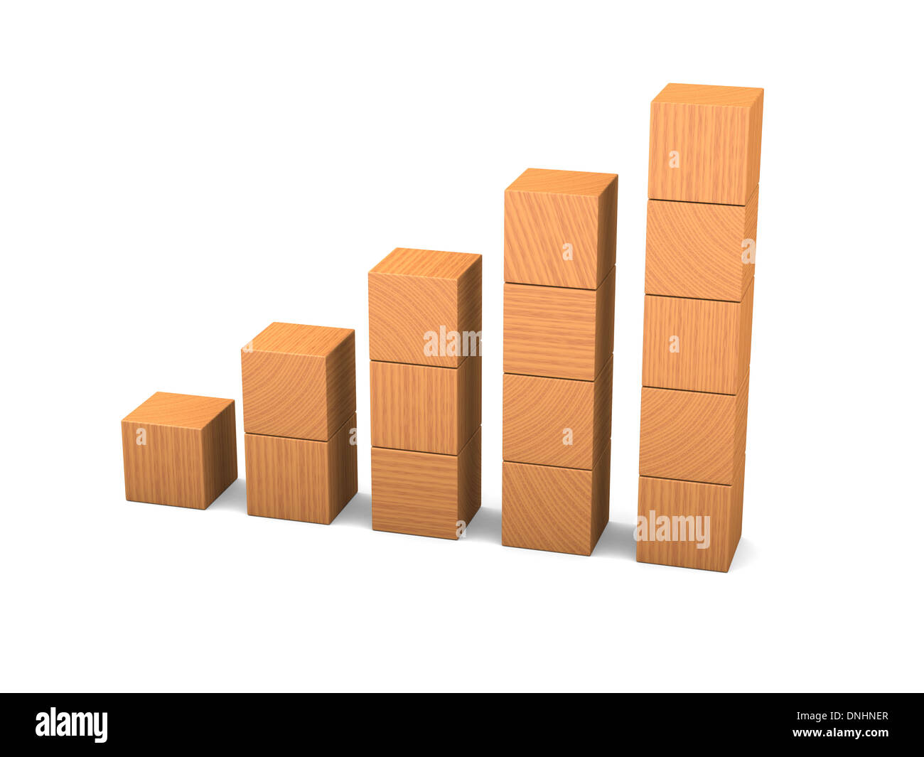 Growth symbol made of wooden blocks, isolated on white background Stock ...