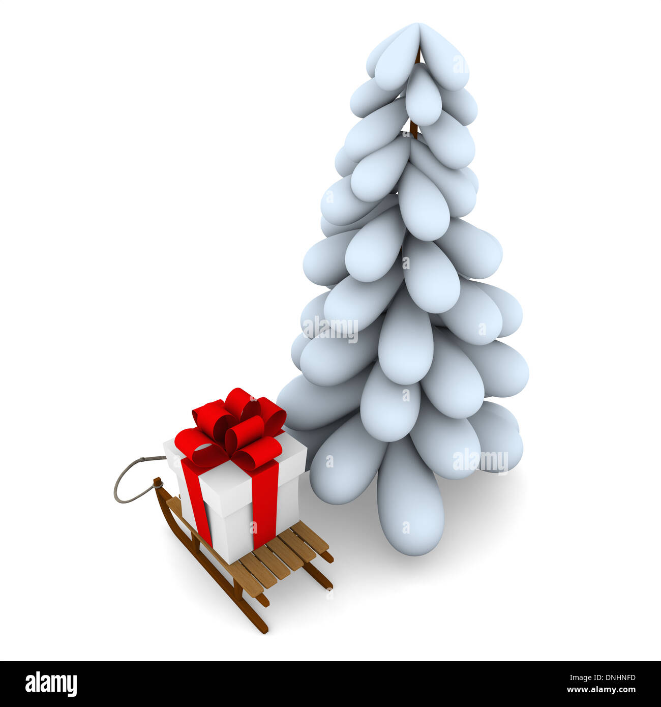 Sleigh christmas gift isolated present render sledge xmas hi-res stock ...