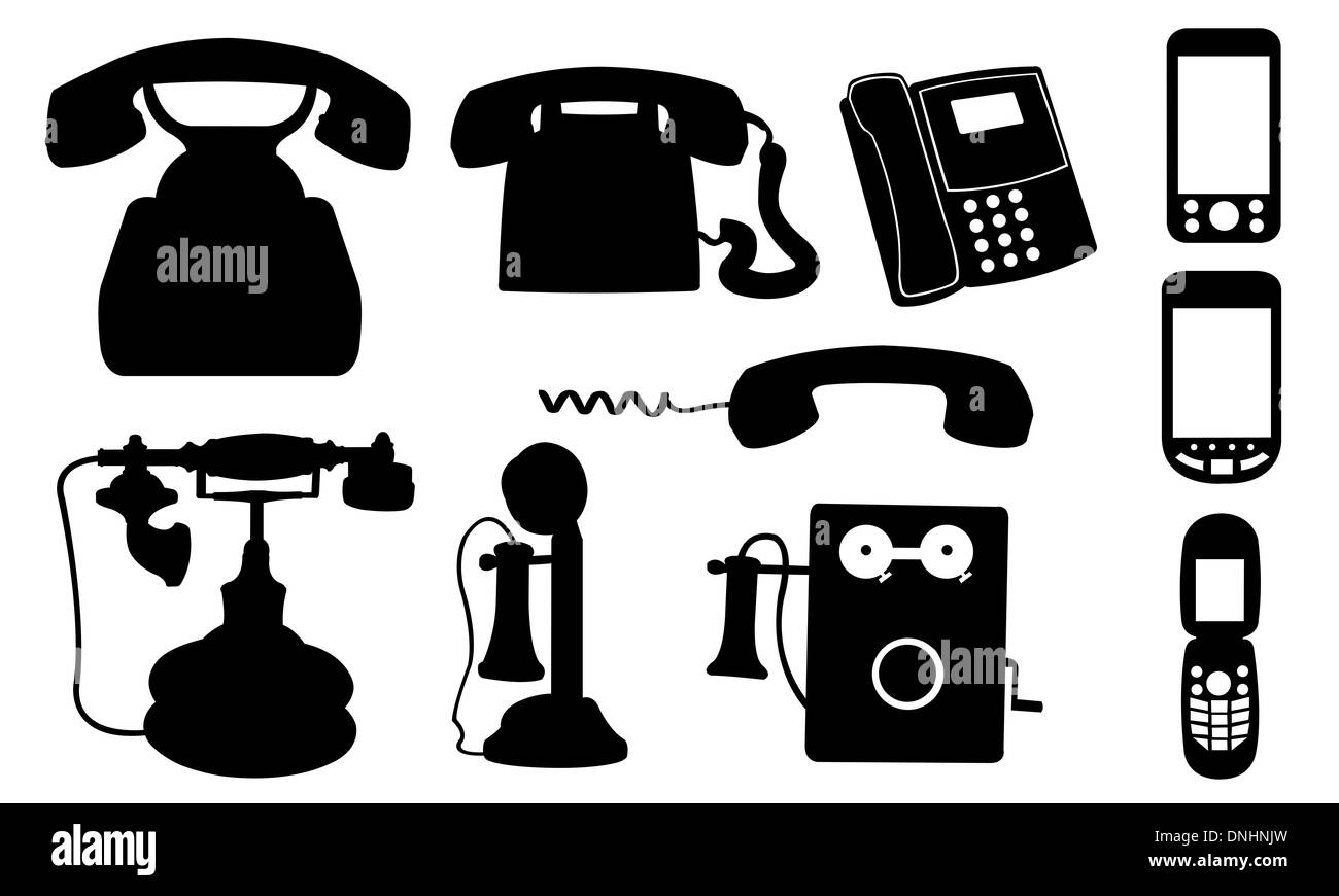 set of different phones isolated Stock Photo - Alamy