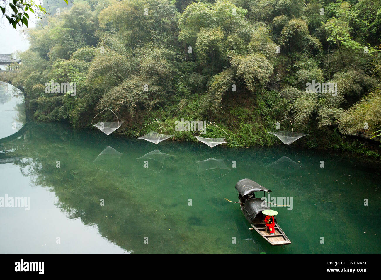 fishing boat on Daning River Lesser Three Gorges China Stock Photo - Alamy