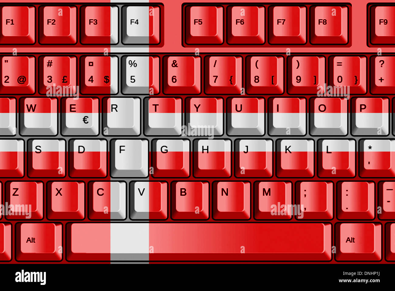 Computer Keyboard with Denmark Flag Concept Stock Photo - Alamy