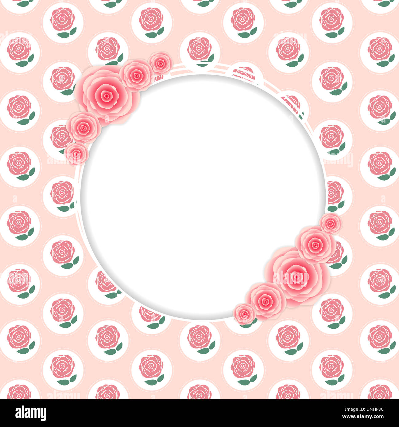 Cute Frame with Rose Flowers Vector Illustration Stock Photo - Alamy