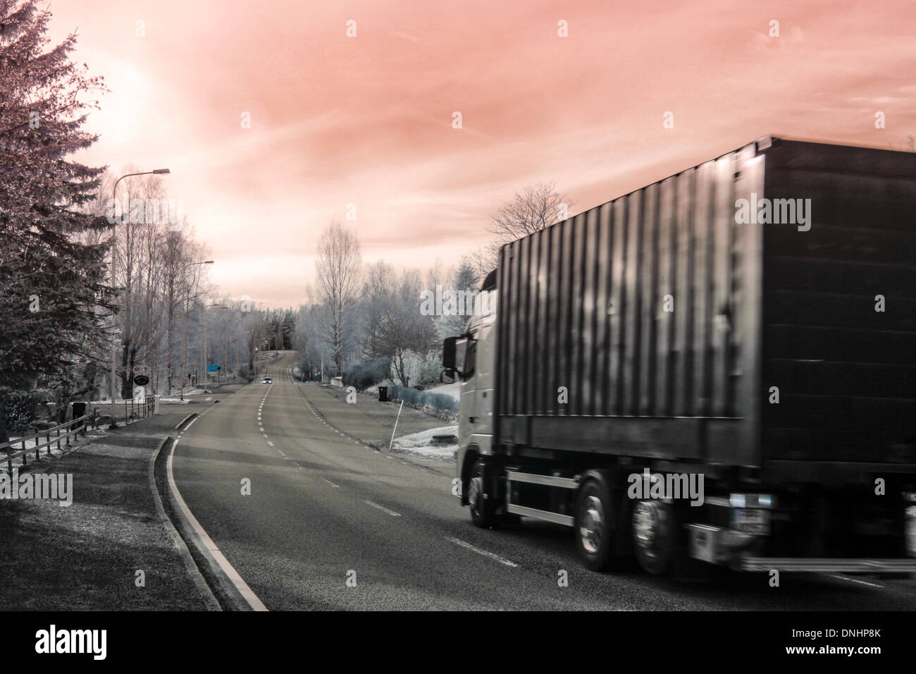 Truck on a hiway Stock Photo - Alamy