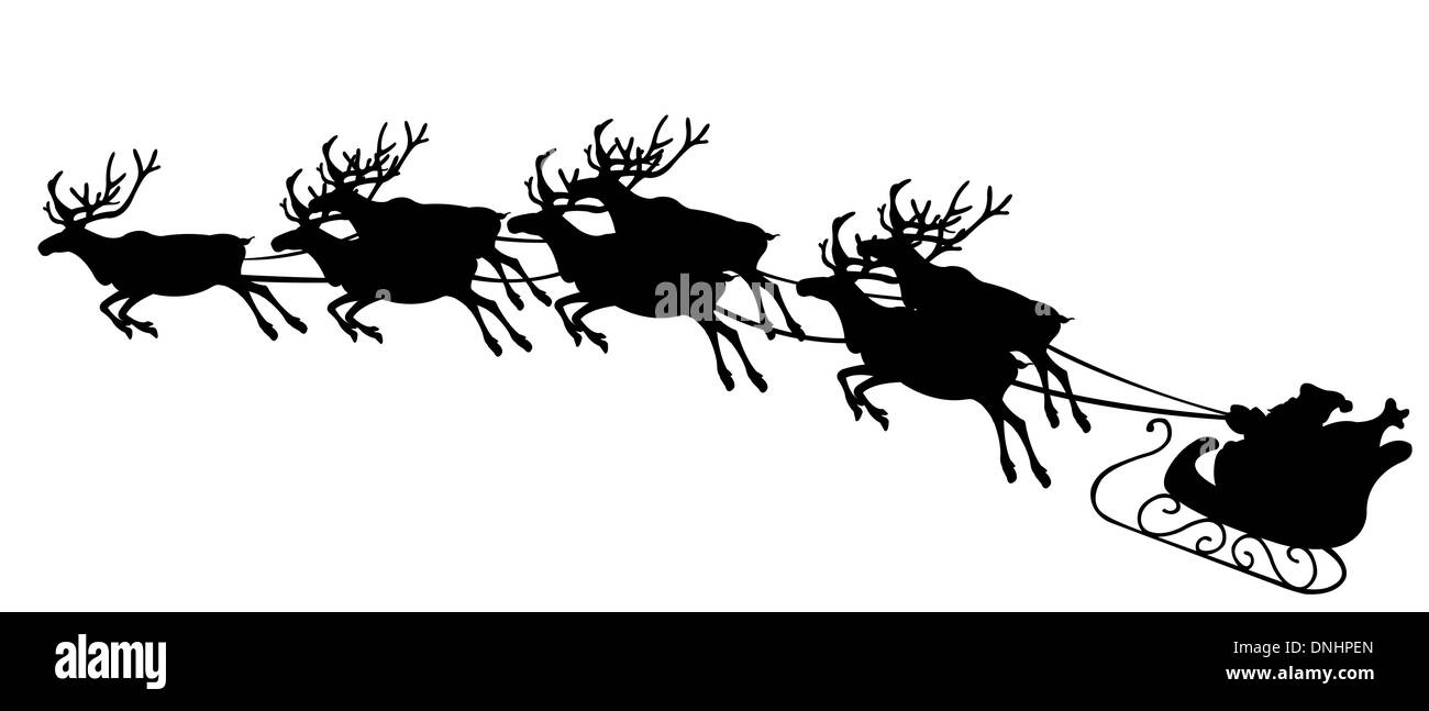 santa sled with reindeers Stock Photo - Alamy