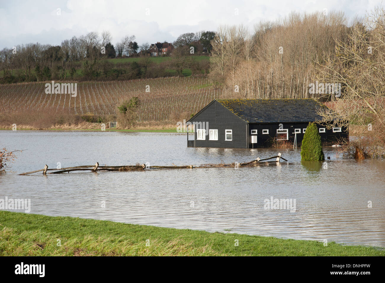 River Rother burst its banks and flooded the cricket pavilion at Bodium ...
