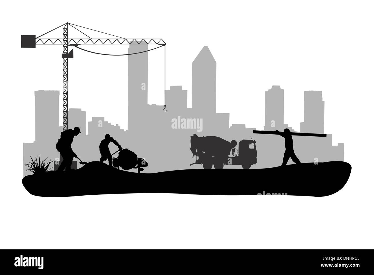 Workers on construction site Cut Out Stock Images & Pictures - Alamy