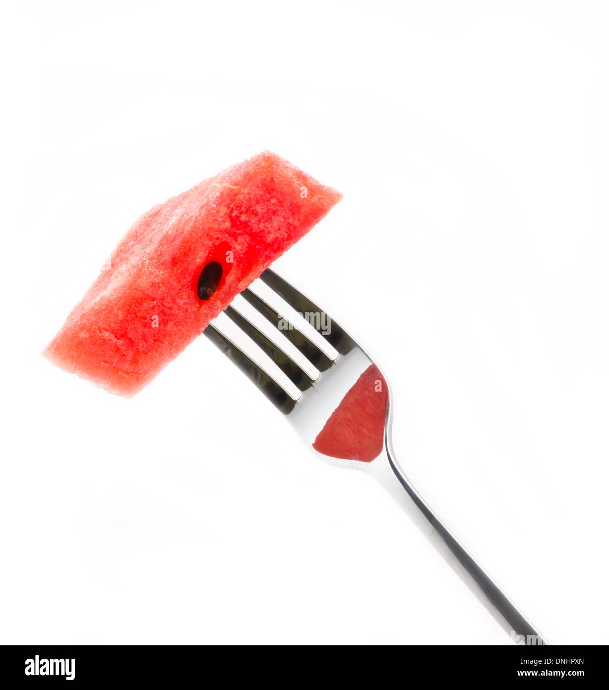 Pieces of Watermelon With Fork Isolated On White Background Stock Photo ...