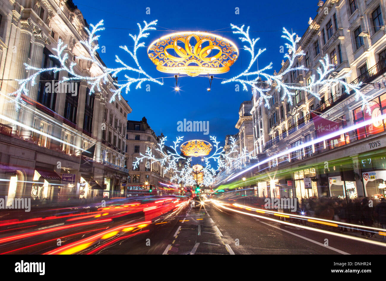 Christmas Lights 2013 Regent Street Night London UK Stock Photo - Alamy
