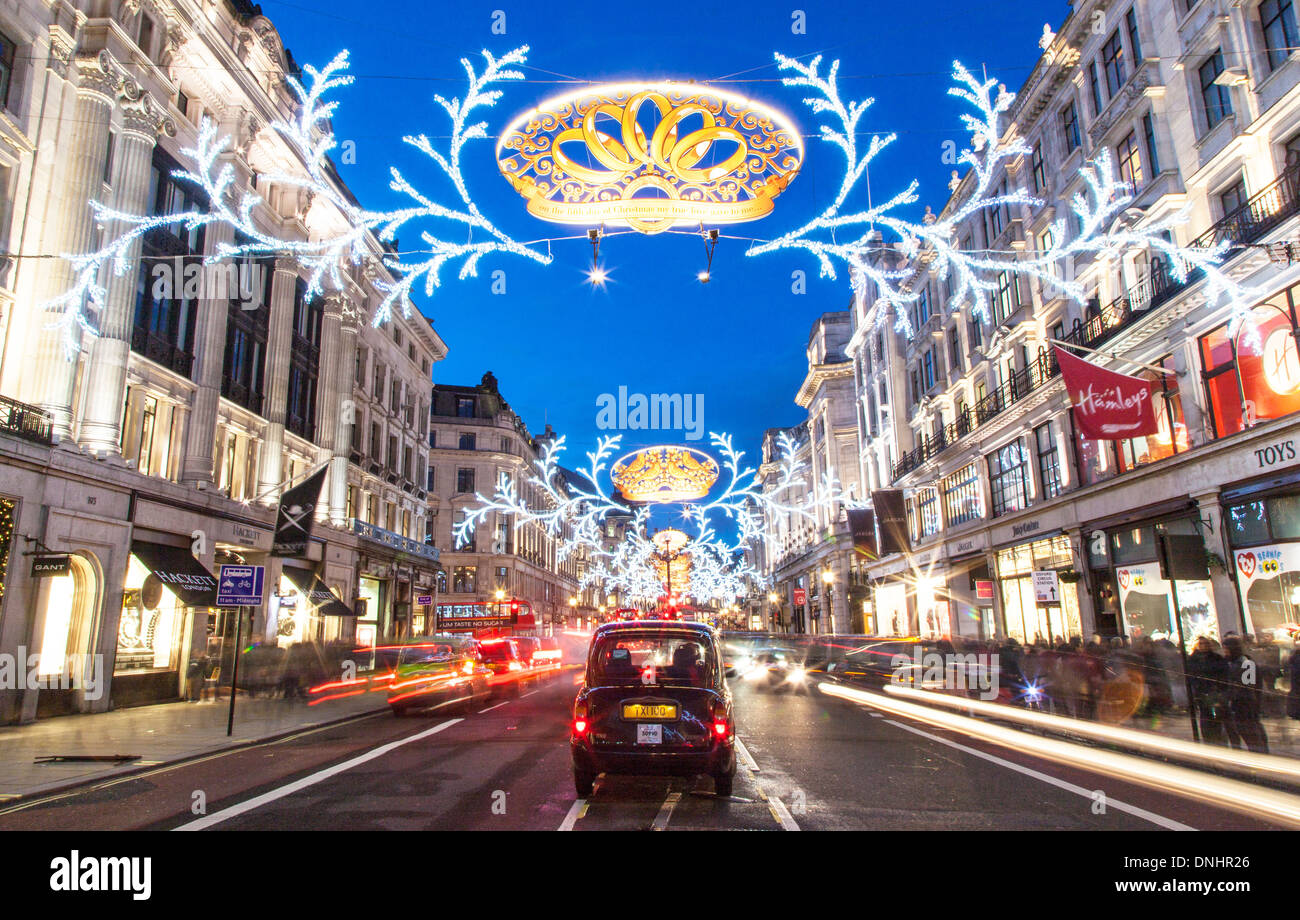 Christmas Lights 2013 Regent Street Night London UK Stock Photo - Alamy