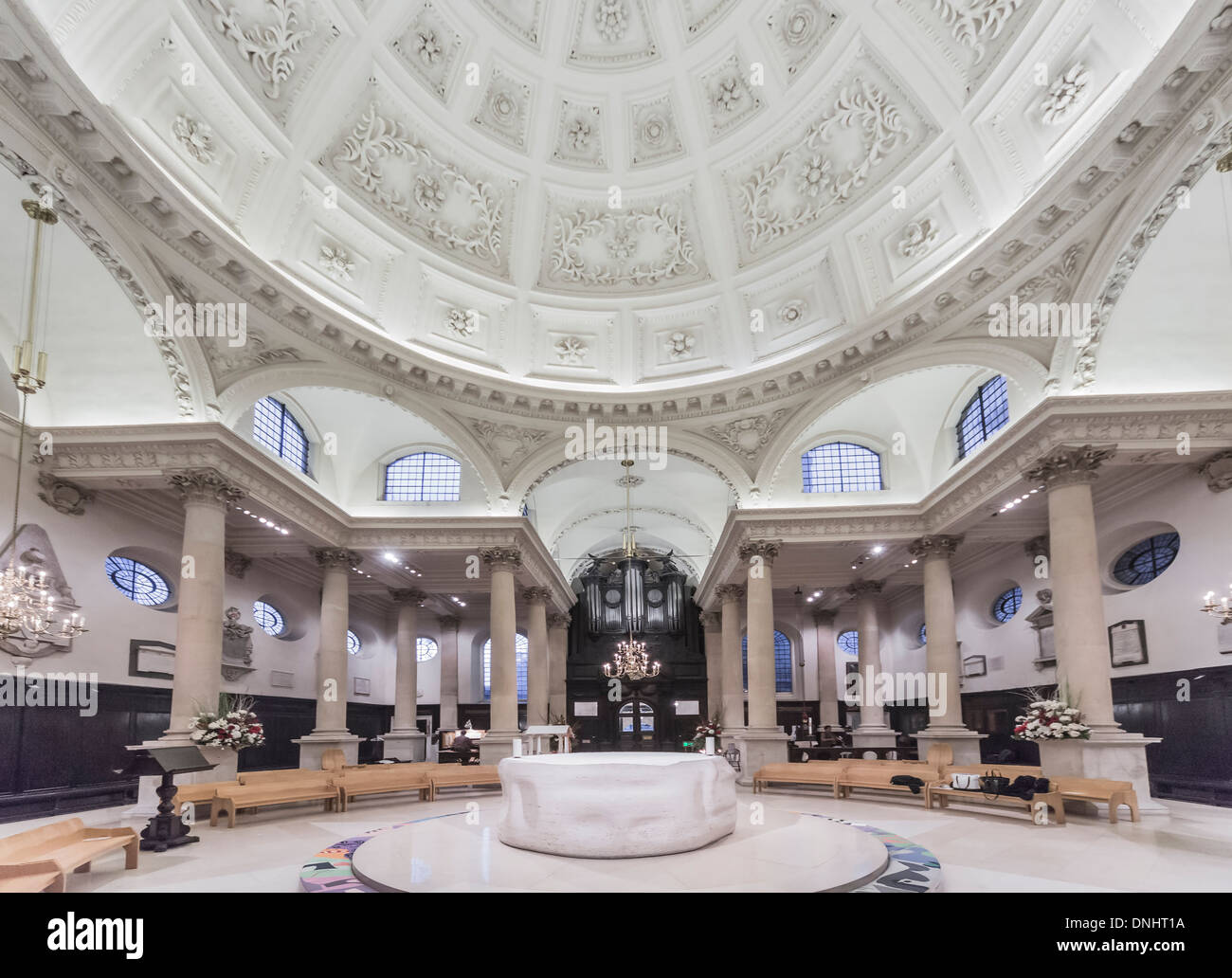The church of St Stephen Walbrook in the City of London, EC4, with dome ...