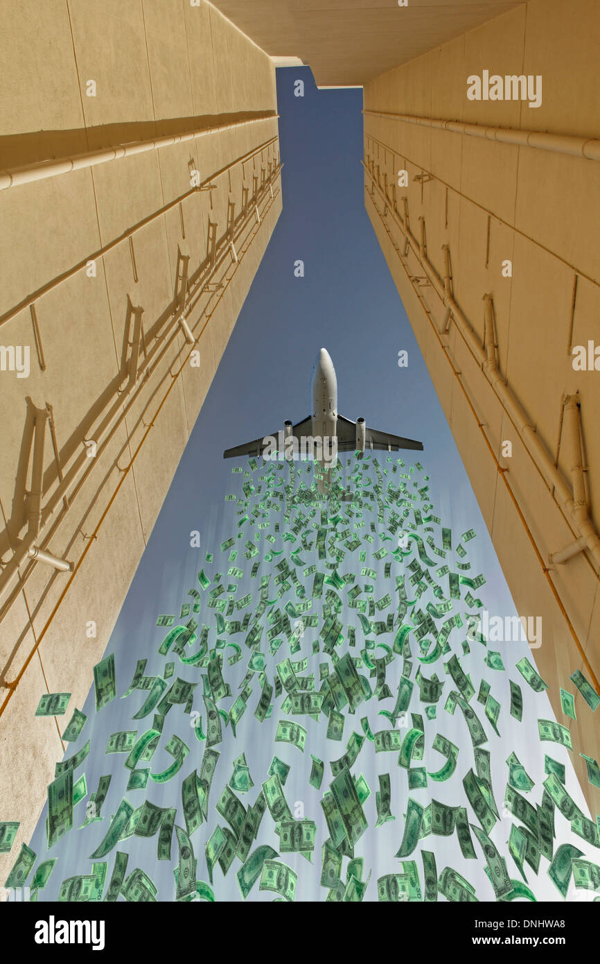 Airplane dropping money over city hi-res stock photography and images ...