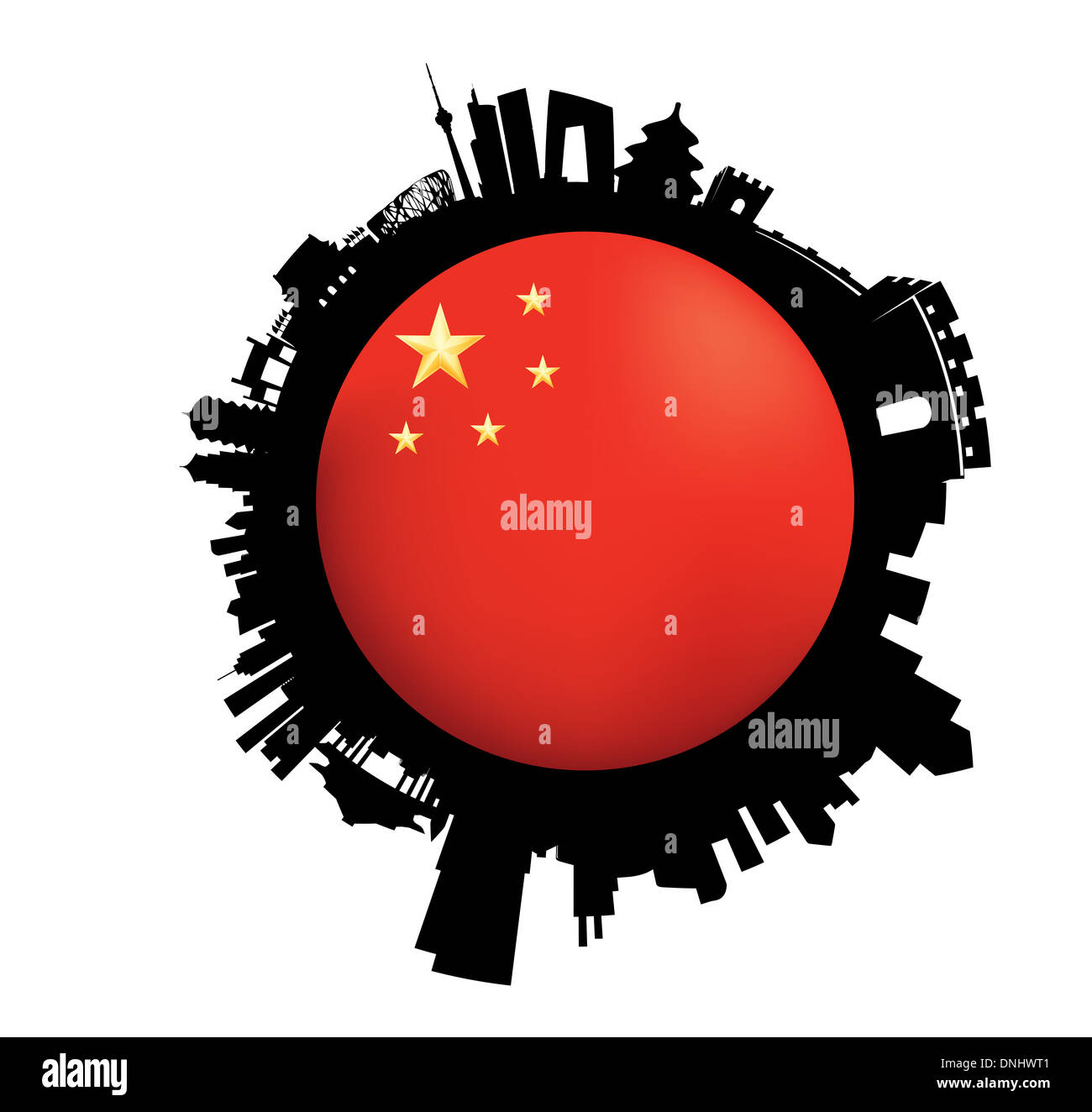 Vector illustration of the Beijing Skyline like ring Stock Photo - Alamy
