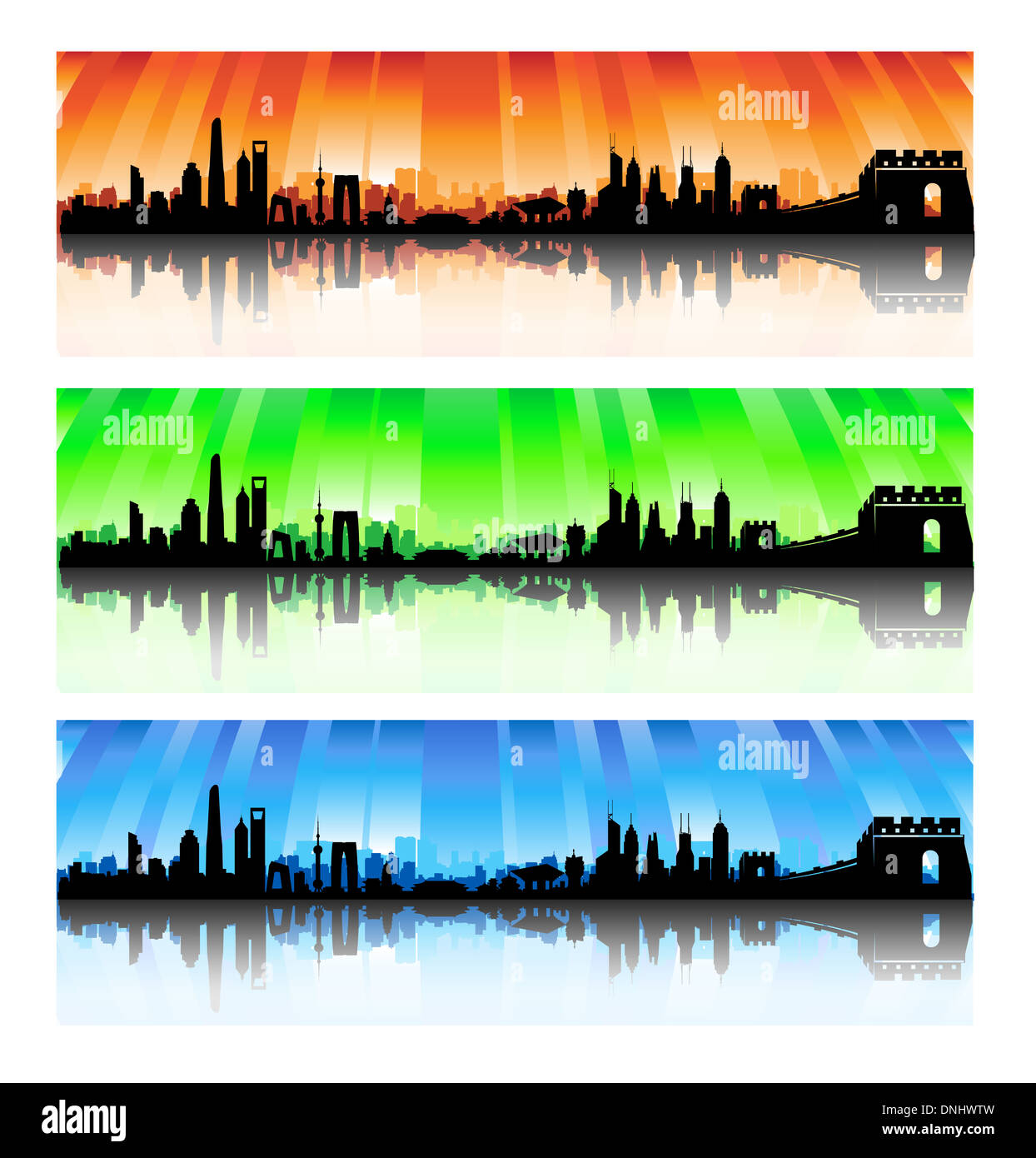 China Skyline Silhouette vector Set artwork Stock Photo - Alamy