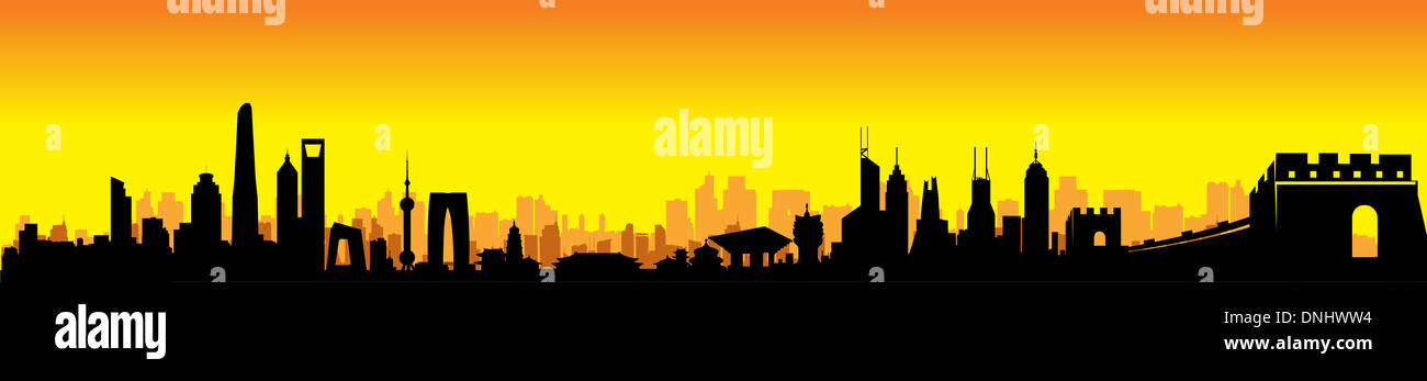 Sunset Great Mainland China Building Skyline Stock Photo - Alamy