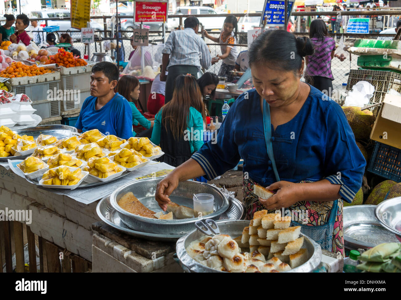 YANGON, MYANMAR - CIRCA DECEMBER 2013: Portrait of Burmese woman ...