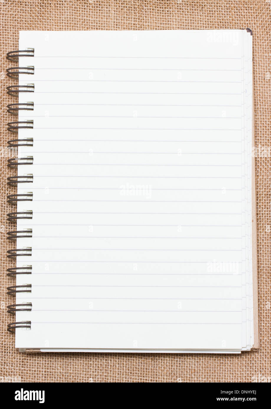 Binder notebook on sack background Stock Photo - Alamy