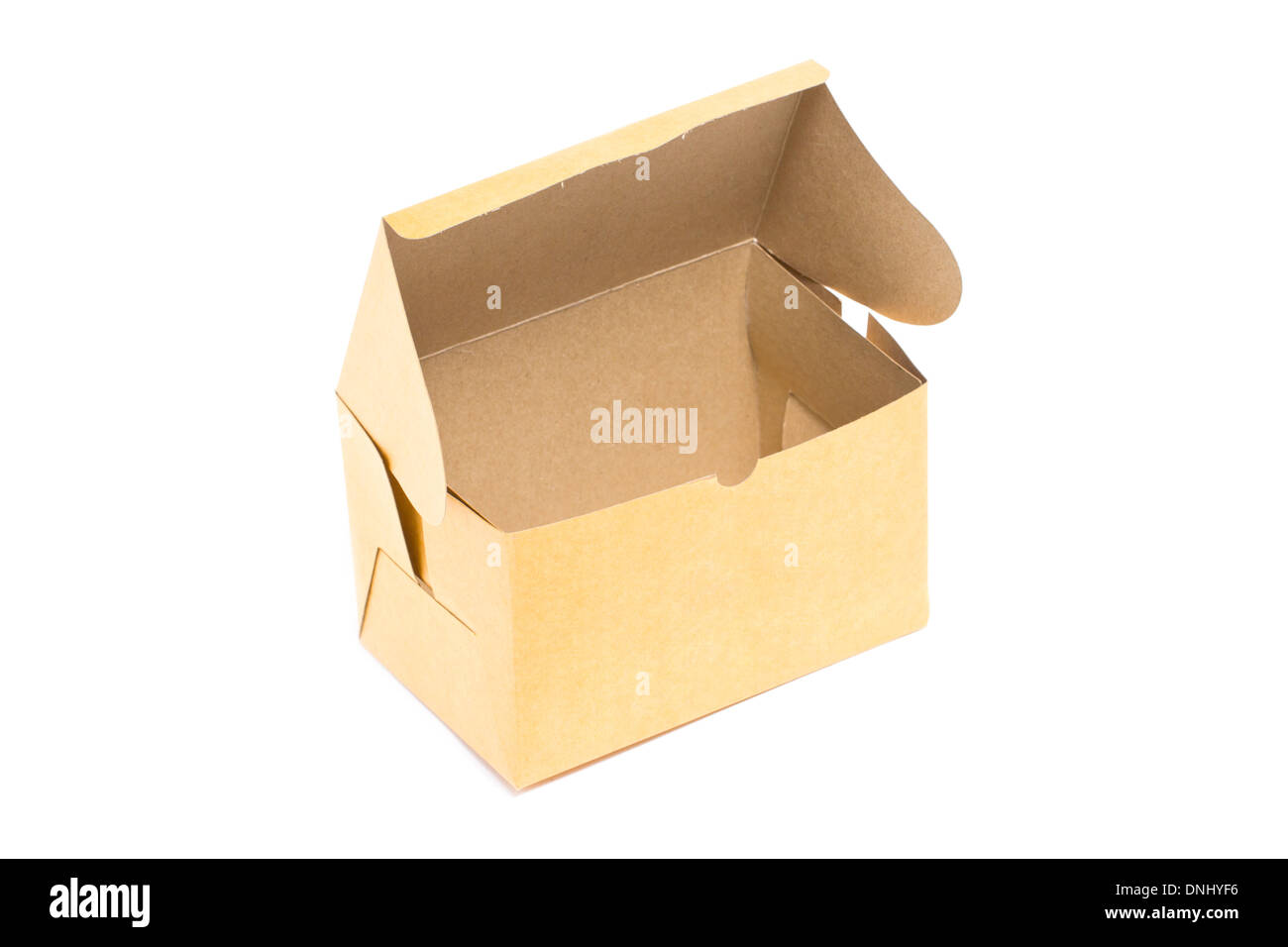 Empty open paper box isolated on white Stock Photo - Alamy