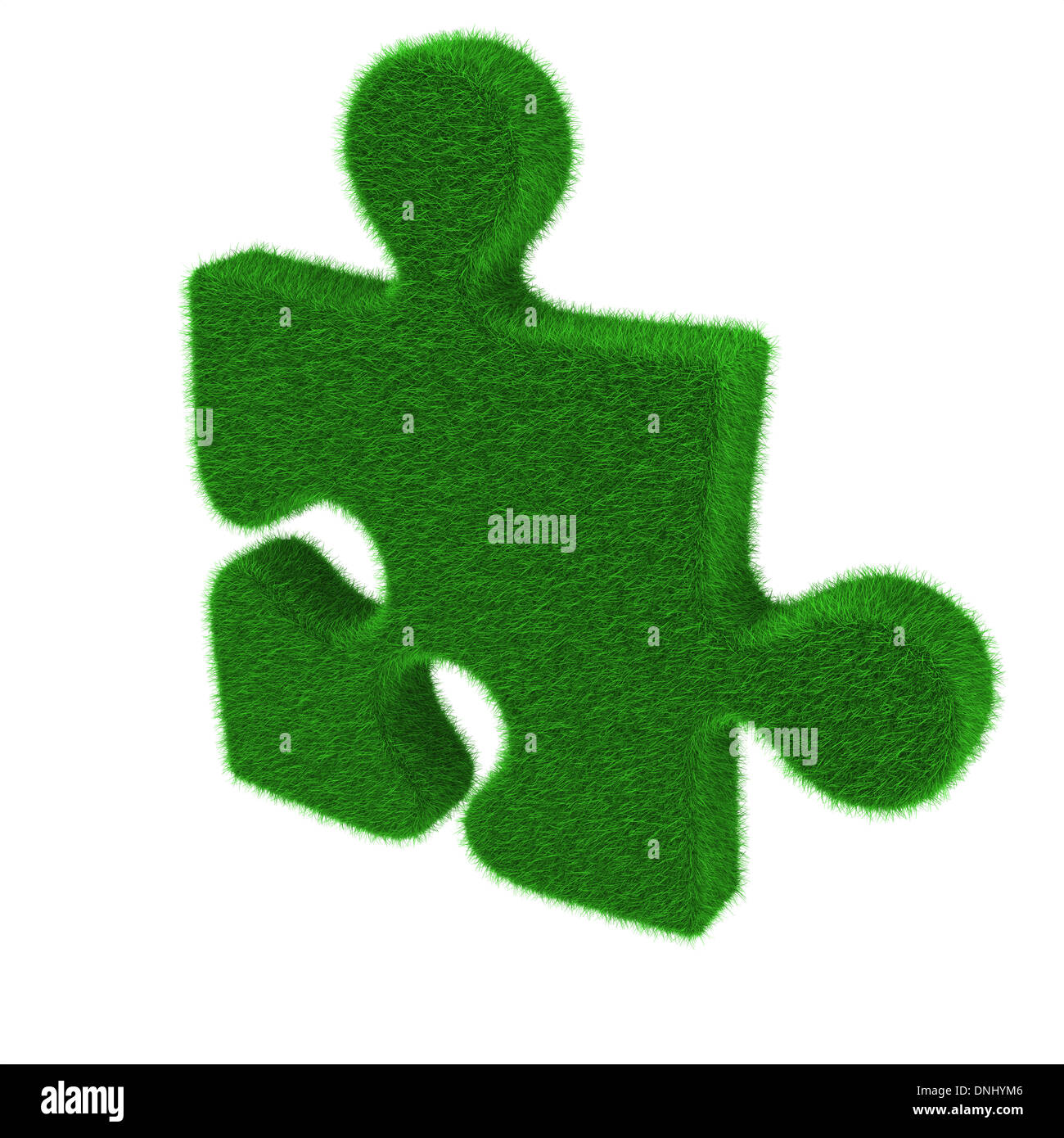 Green puzzle piece made of grass isolated on white background Stock ...