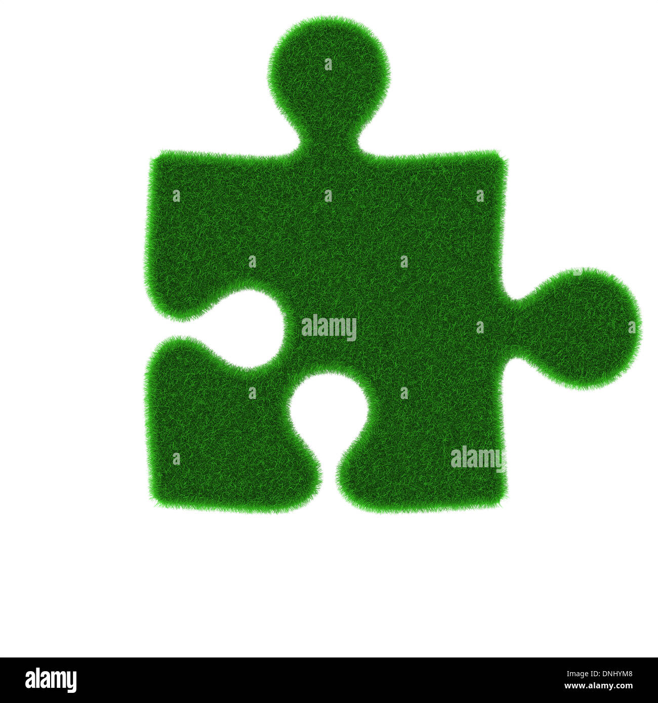 Green puzzle piece made of grass isolated on white background Stock ...