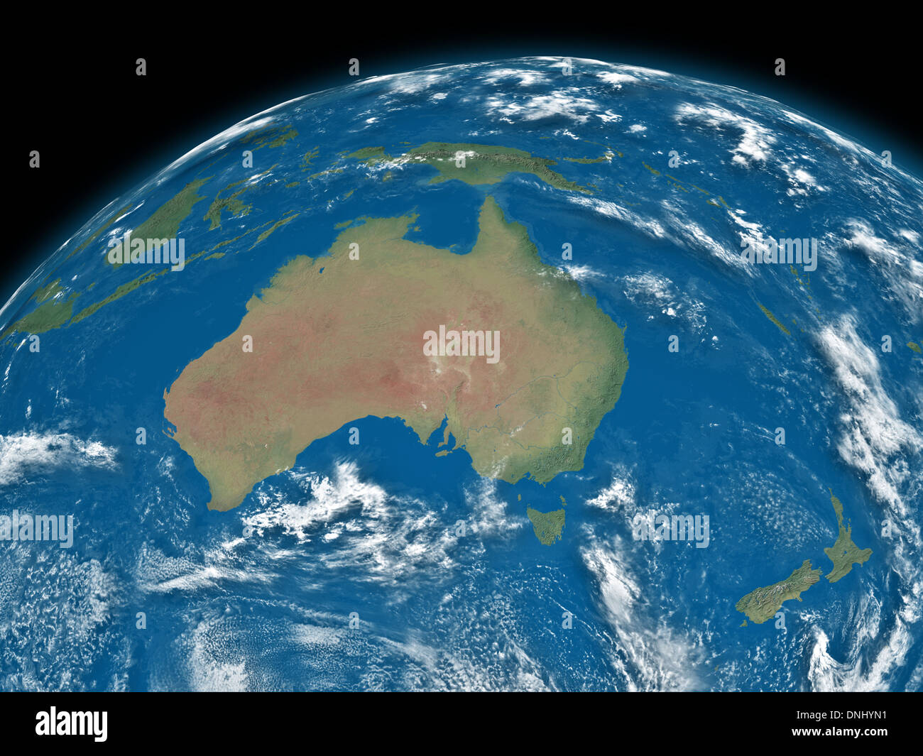 Australia on blue planet Earth isolated on black background. Elements ...