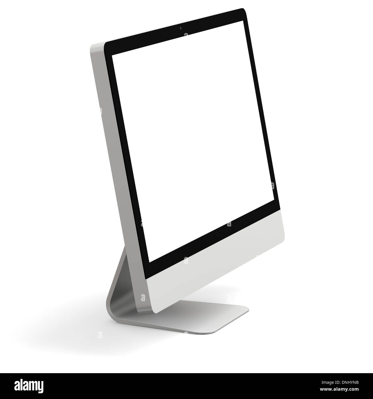 Modern desktop computer with white blank screen isolated on white ...