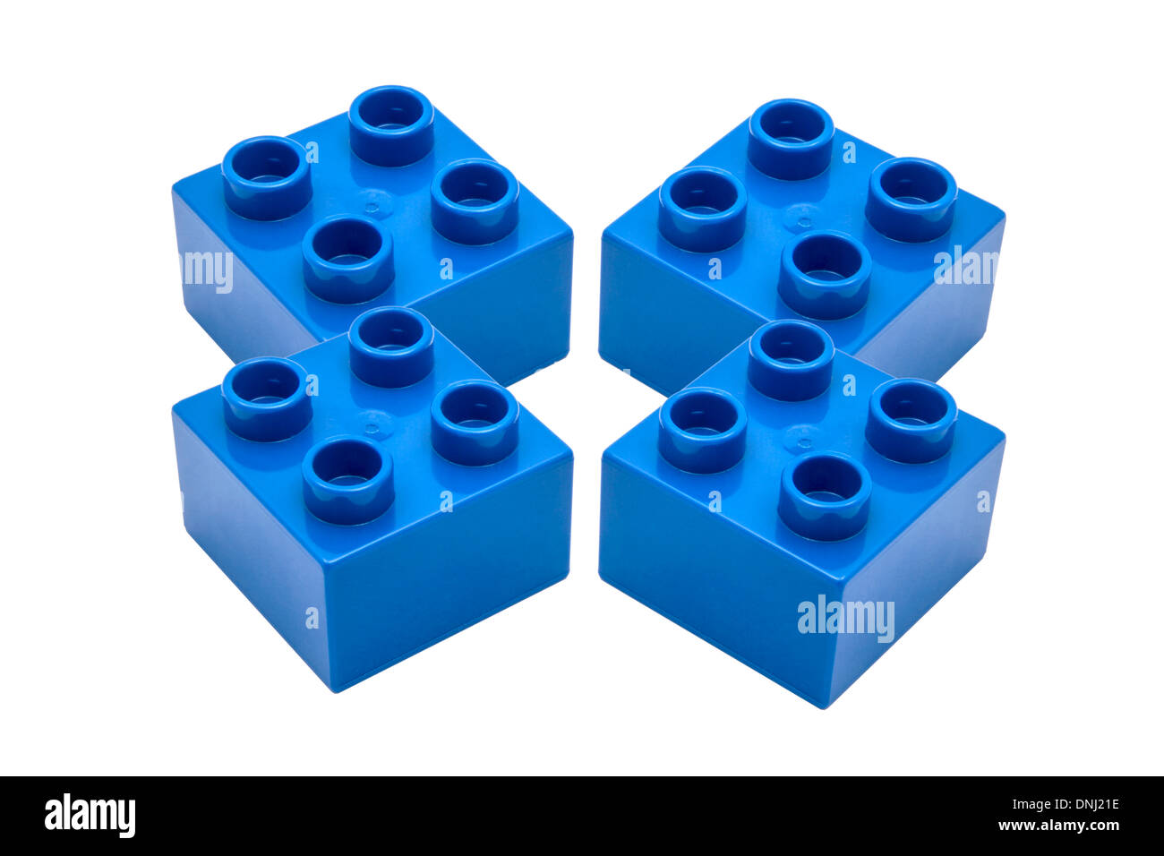 Blue building blocks closeup on white background Stock Photo - Alamy