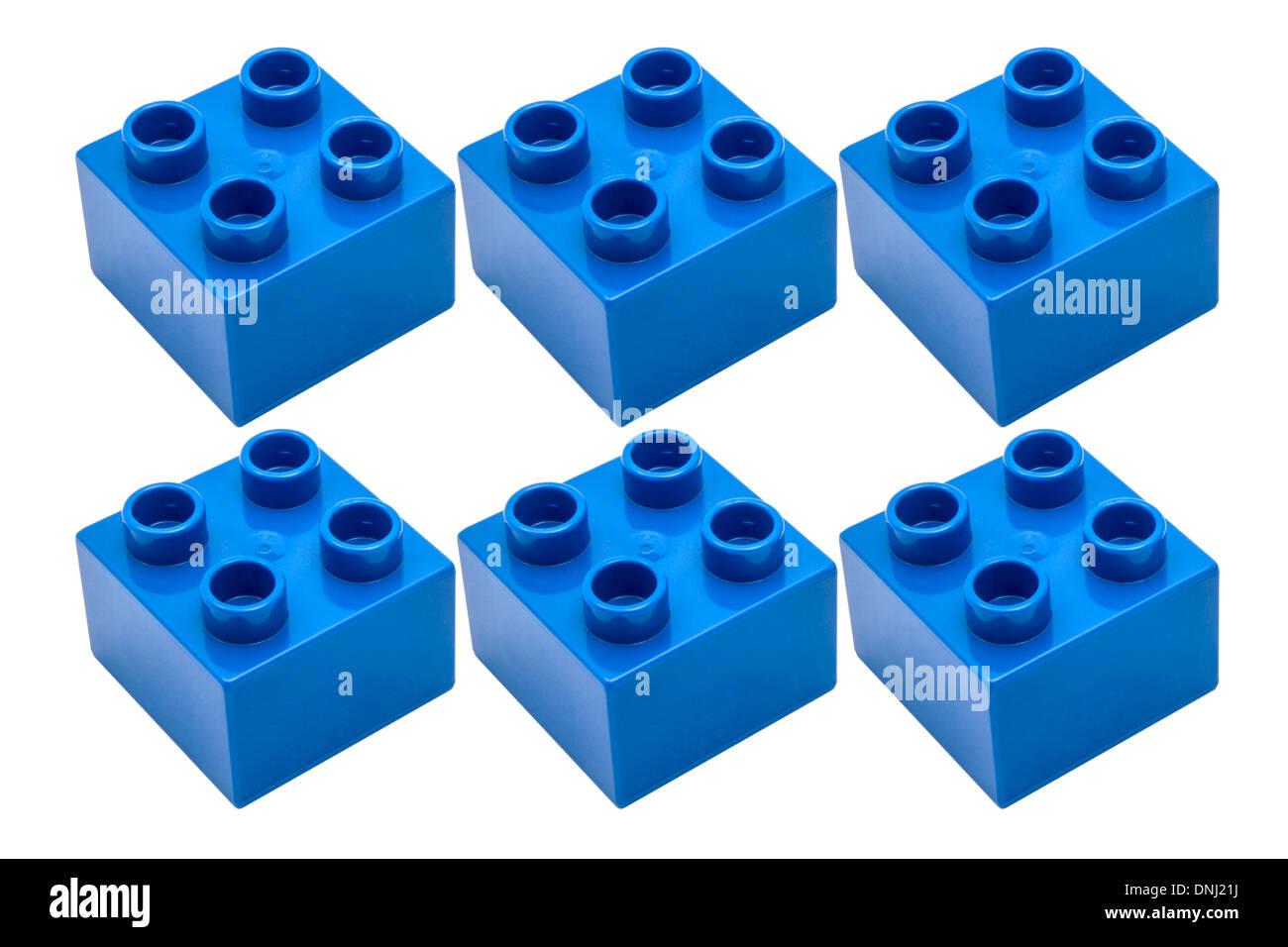 Blue building blocks closeup on white background Stock Photo - Alamy