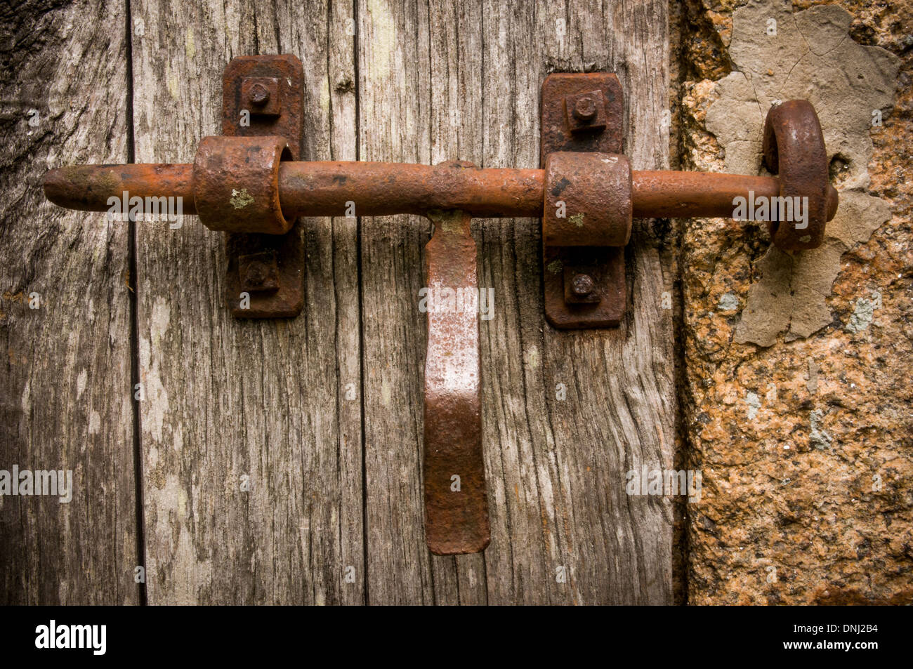 Rusty bolt on a wooden door Stock Photo - Alamy