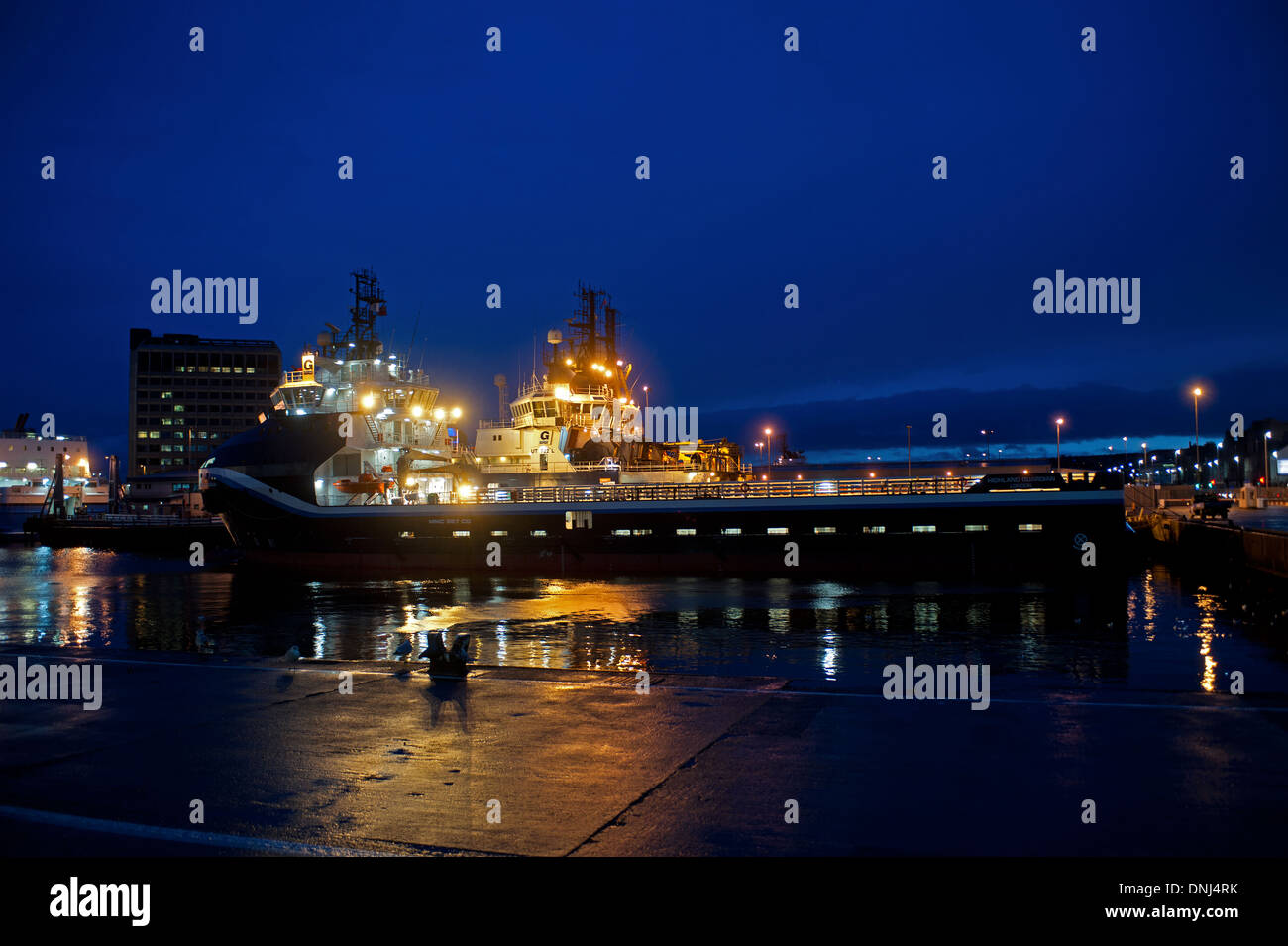 Aberdeen Docks with Oil supply boats ready for cargo loading. SCO 9169 ...
