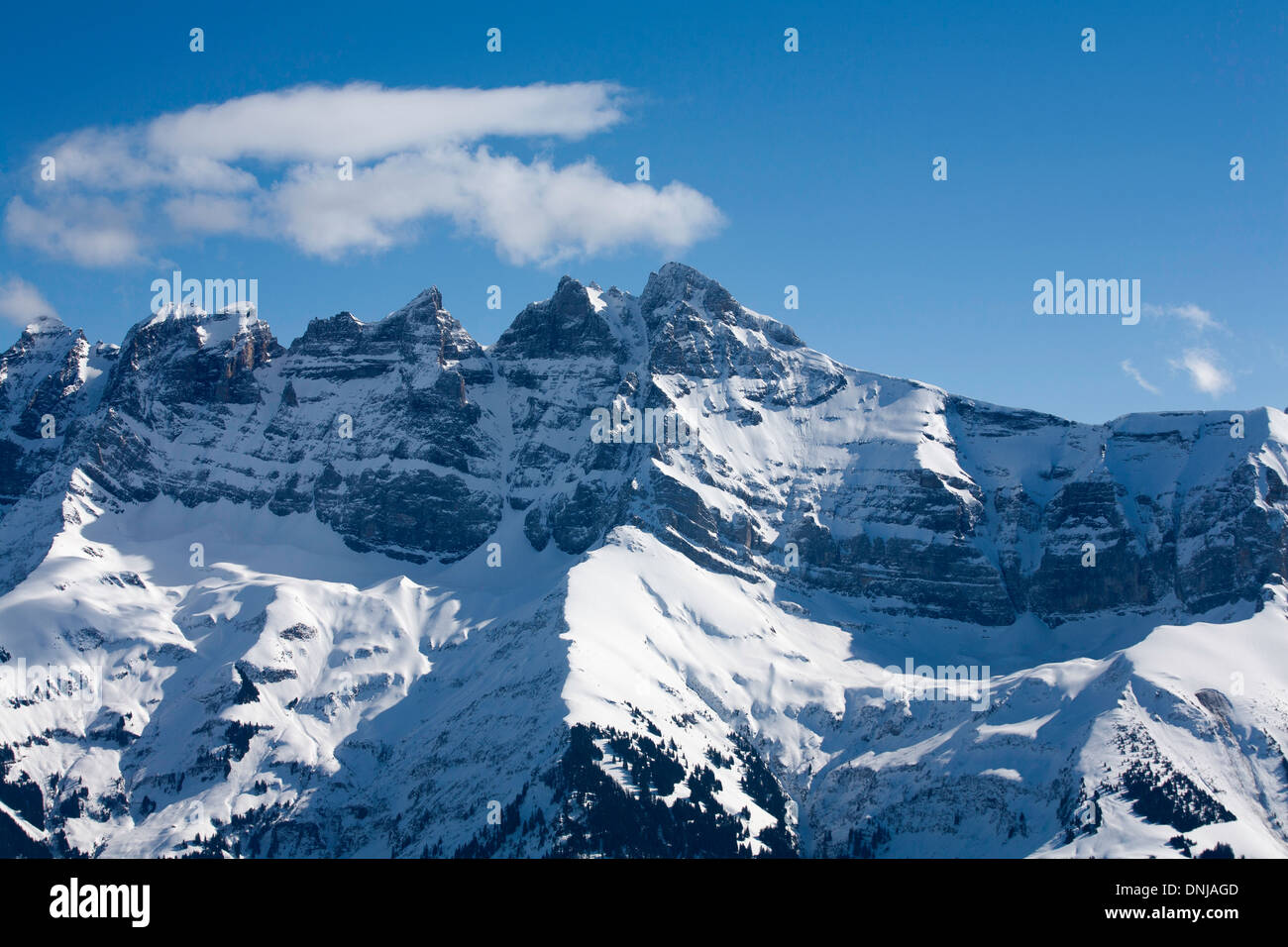 The Dents du Midi above The Val D'illiez from the village of ...