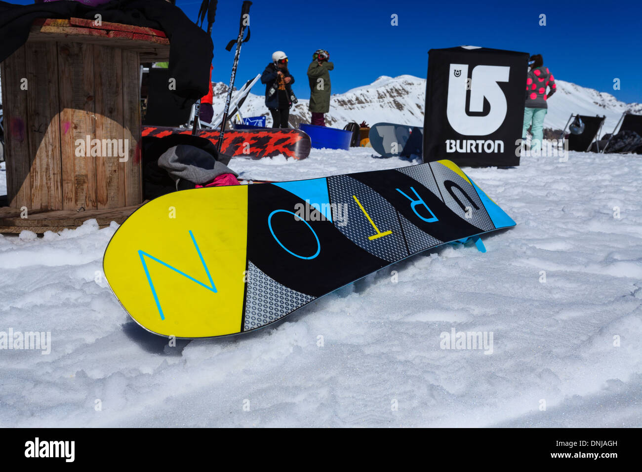 Ski and snowboarding action Stock Photo - Alamy