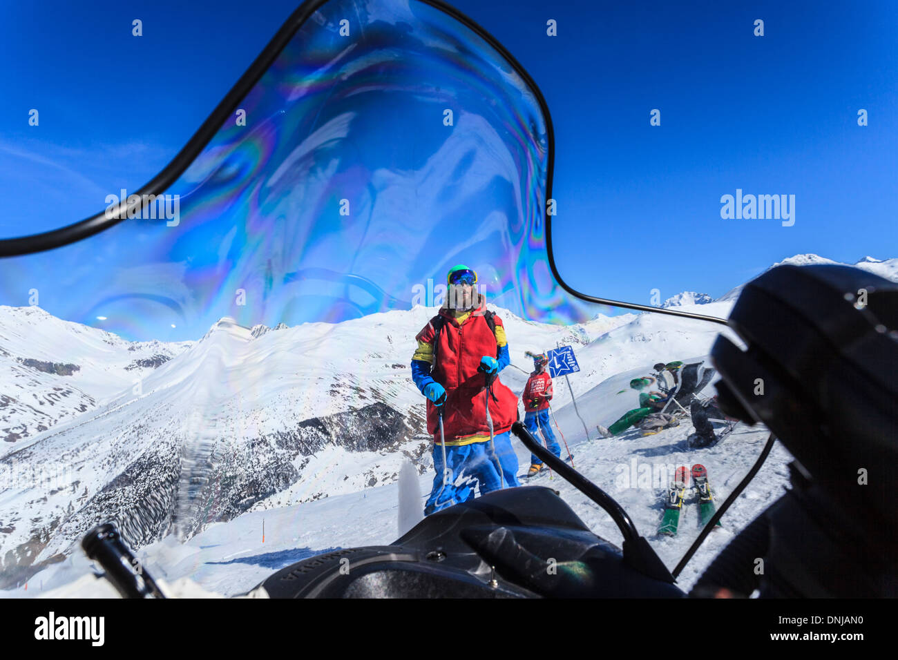 Ski and snowboarding action Stock Photo - Alamy