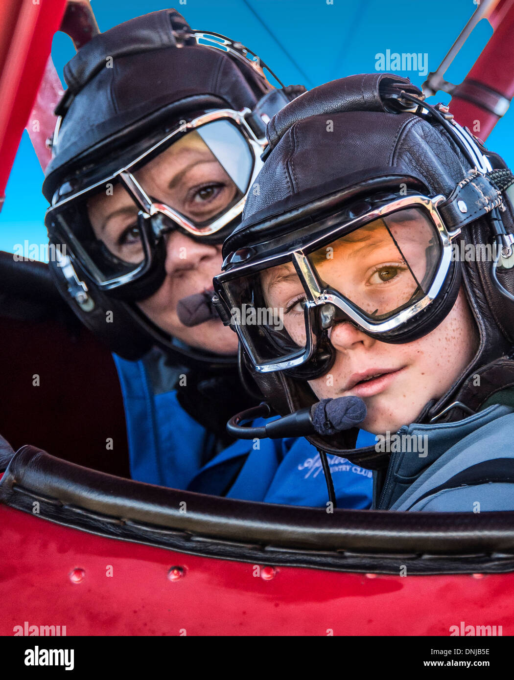 Mother and son ready for an exhilarating plane ride Stock Photo - Alamy