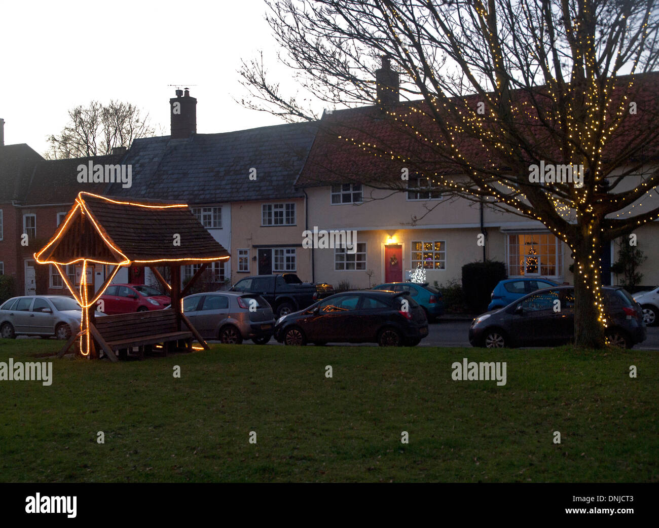 The pretty Suffolk village of Hoxne,at Christmas Stock Photo - Alamy