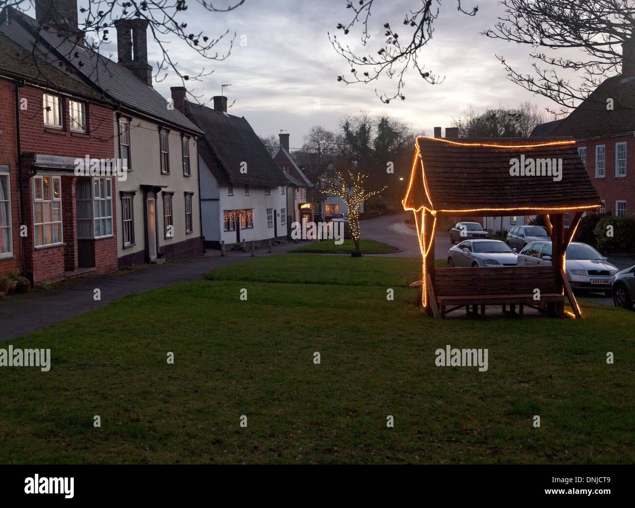 The pretty Suffolk village of Hoxne,at Christmas Stock Photo - Alamy