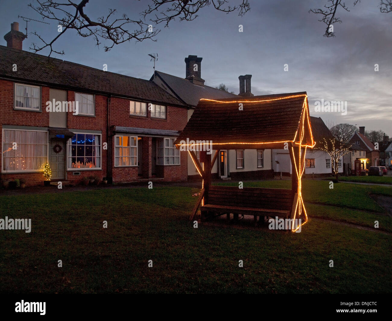 The pretty Suffolk village of Hoxne,at Christmas Stock Photo - Alamy