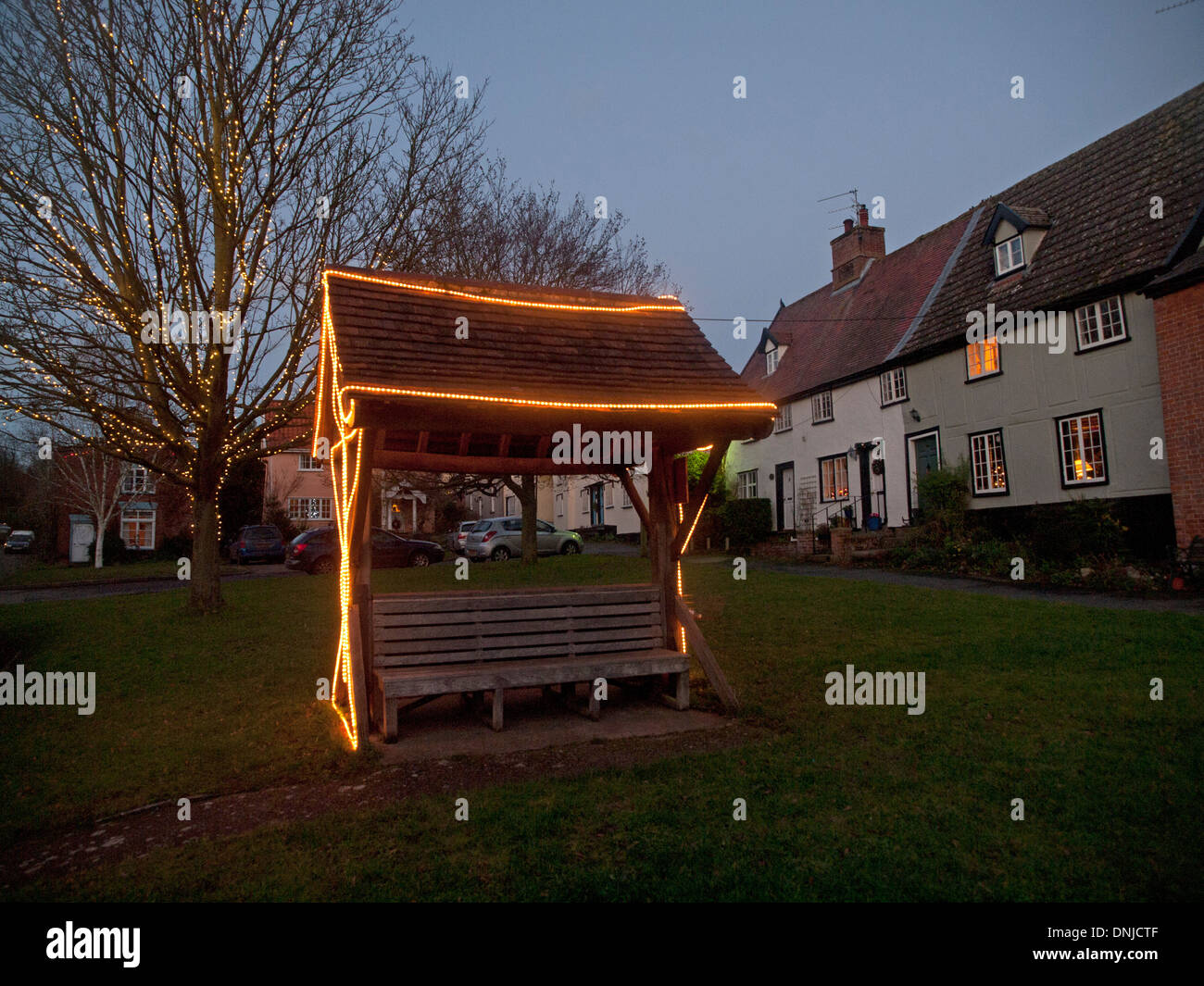 The pretty Suffolk village of Hoxne,at Christmas Stock Photo - Alamy