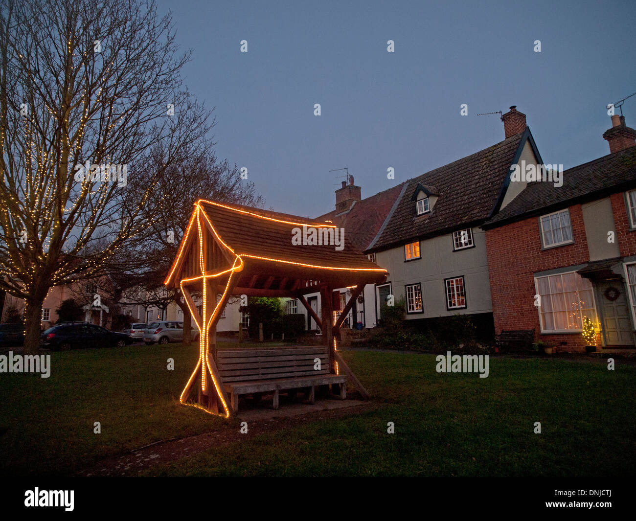 The pretty Suffolk village of Hoxne,at Christmas Stock Photo - Alamy